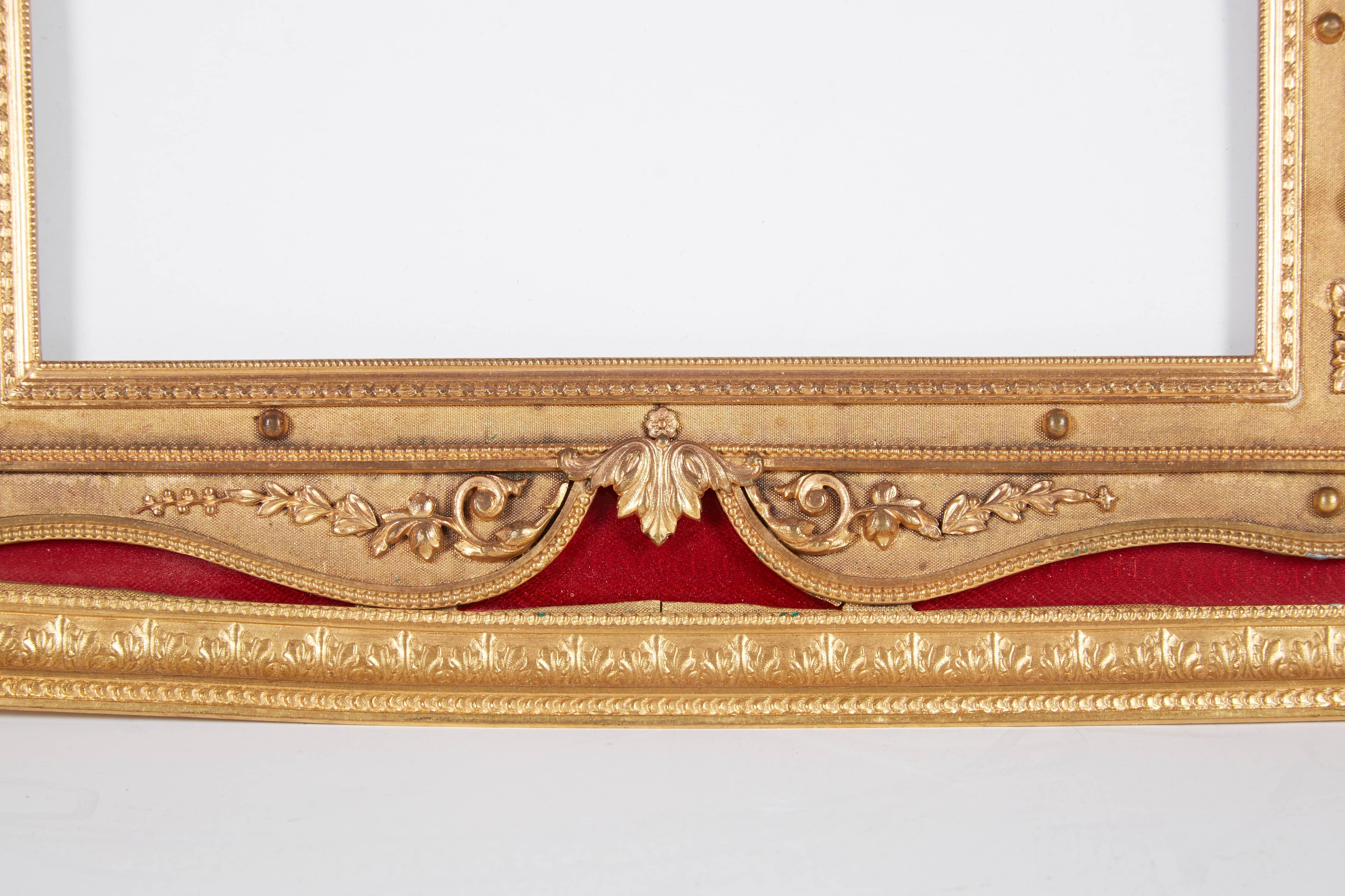 Large French Gilt Bronze Ormolu and Red Guilloche Enamel Picture Photo ...