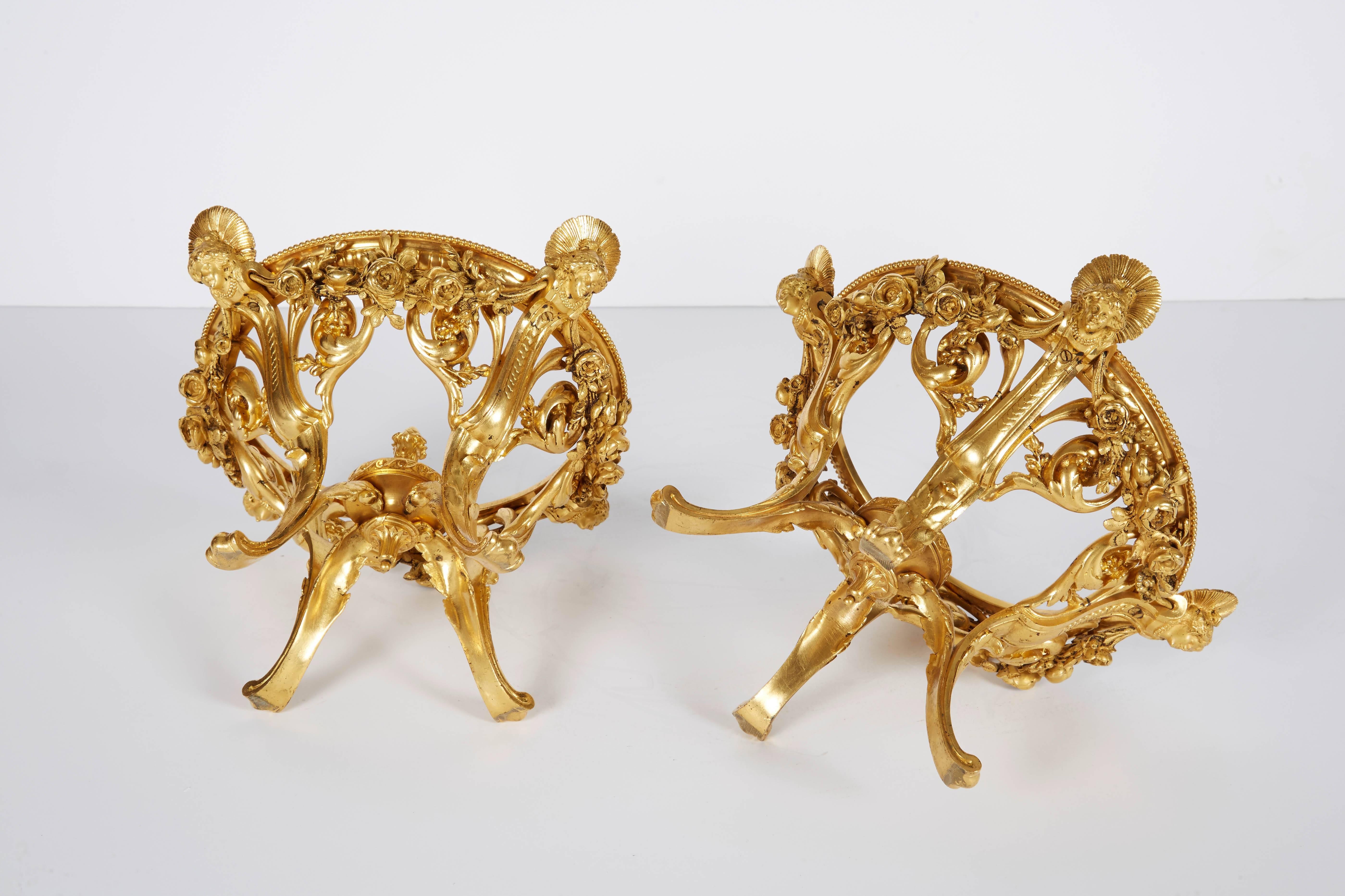 Pair of French Ferdinand Barbedienne Gilt Bronze Ormolu Centrepieces ...