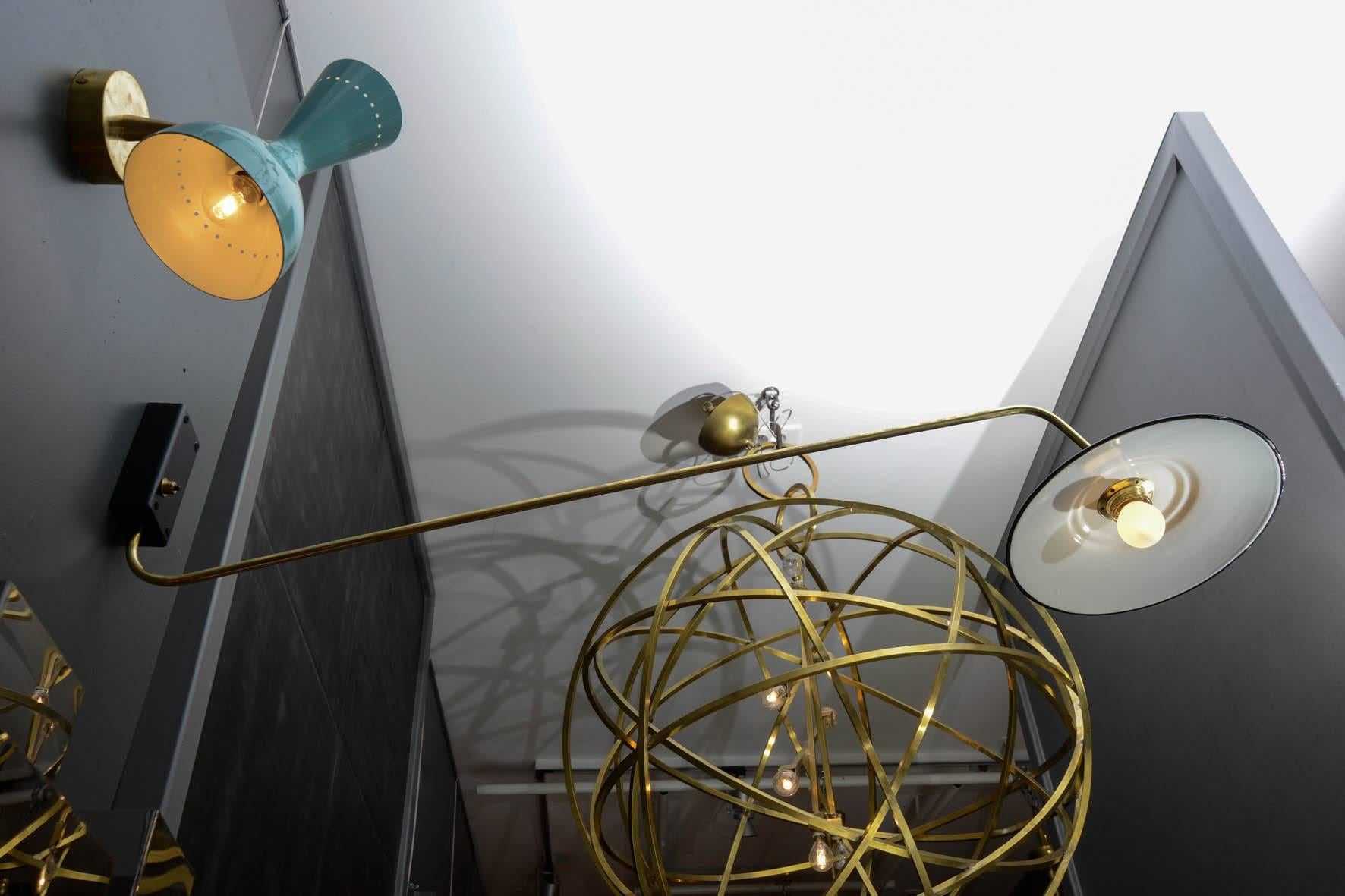 Long Arm Wall Sconce with Black Enameled Metal Shade at 1stDibs | long ...