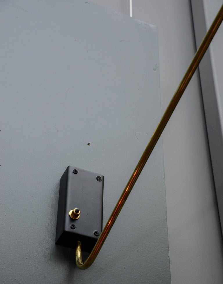 Long Arm Wall Sconce with Black Enameled Metal Shade at 1stDibs