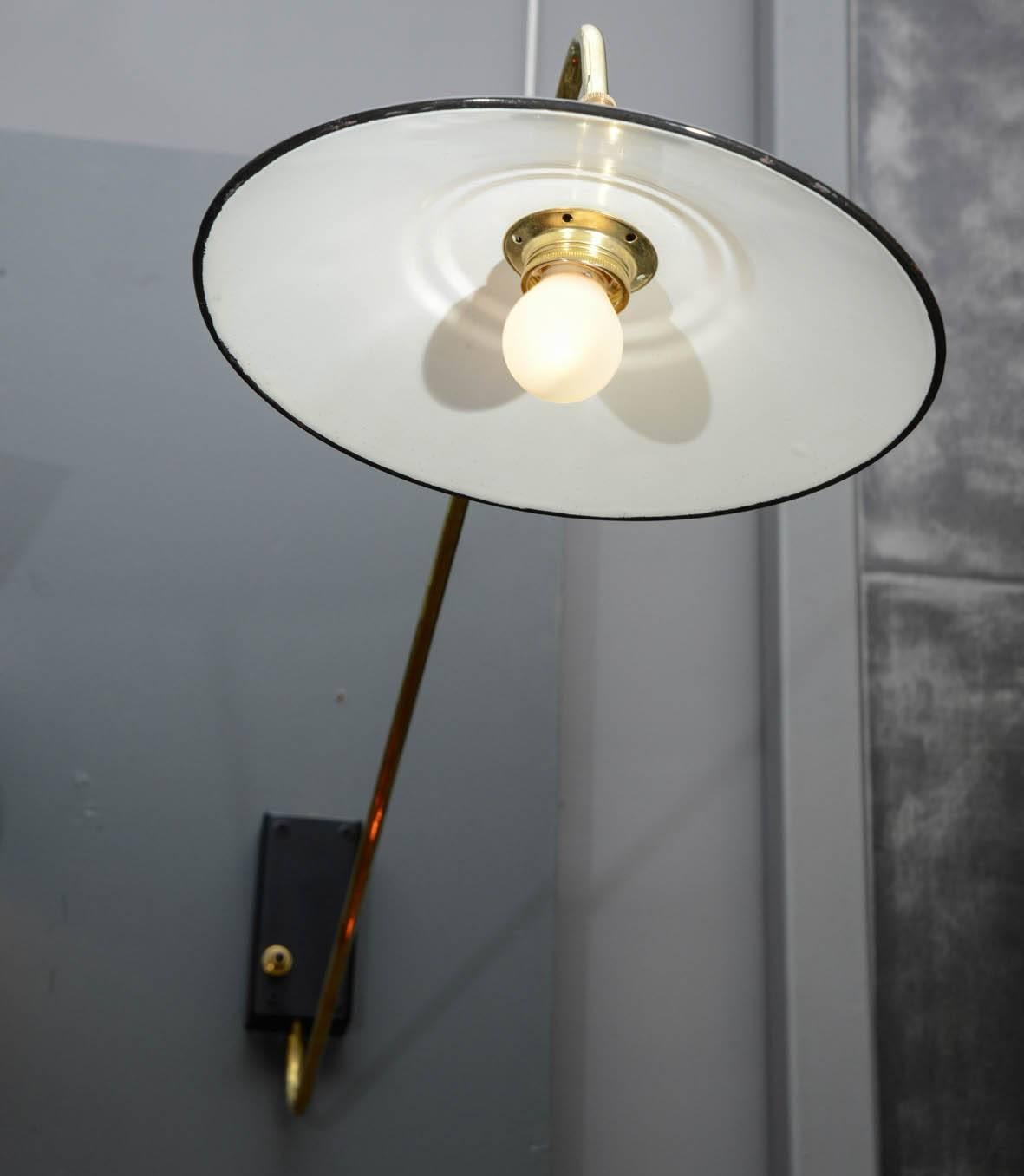 Long Arm Wall Sconce with Black Enameled Metal Shade at 1stDibs | long ...