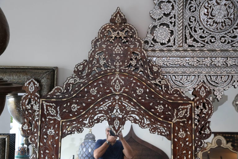 Gorgeous 1900s Syrian Mirror Inlaid with Mother-of-Pearl and Camel Bone ...