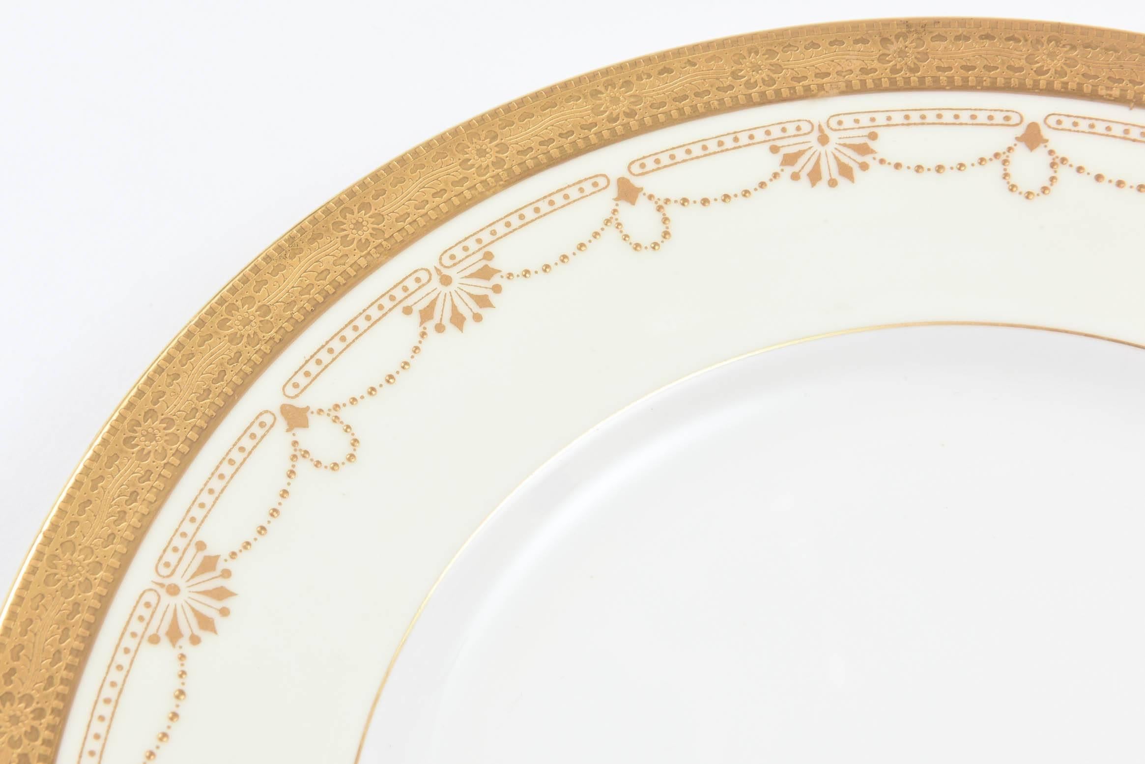 11 Elegant Antique English White Gold Dinner Plates, Antique Custom ...