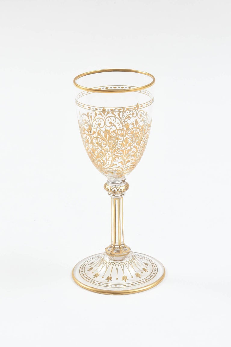 Extensive and Elaborate Gilt Crystal Stemware Service, Antique 19th ...