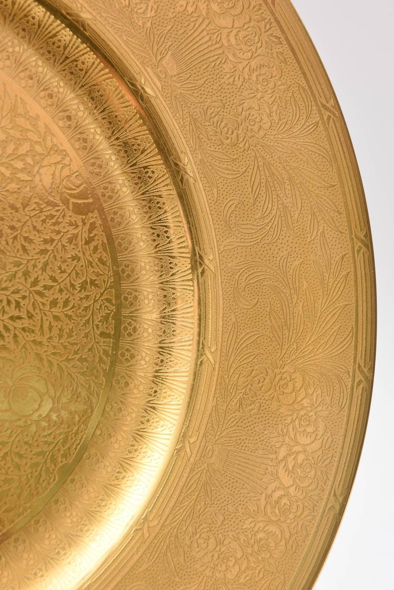 Eight Gilt Encrusted Presentation Plates, Minton, England with 24-Karat ...