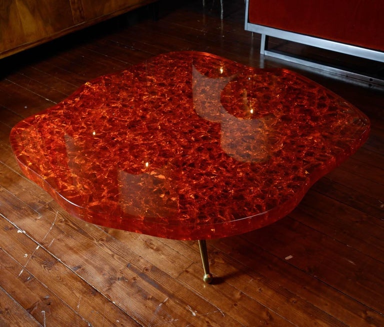 Low Table in Orange Fractal Resin at 1stDibs