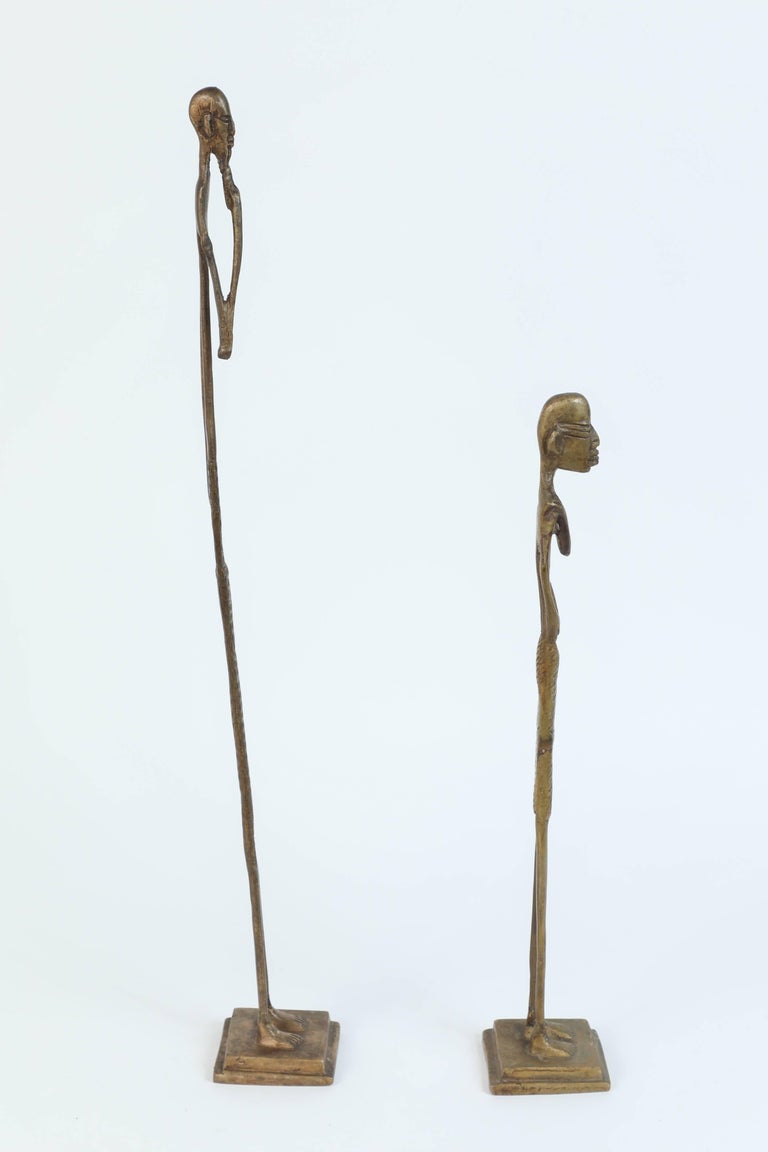 Modernist Bronze African Statues of Father and Son Etruscan Style at ...