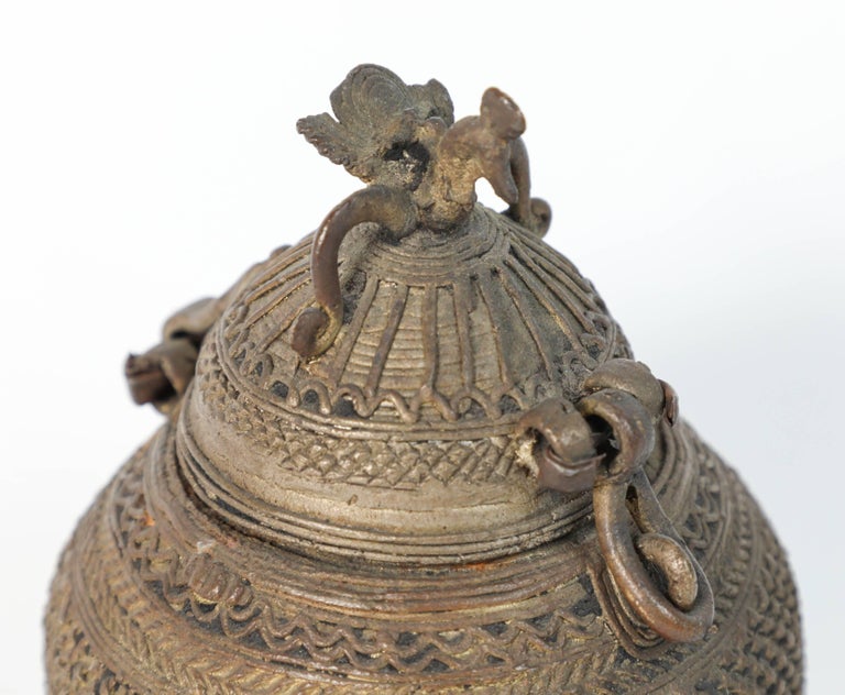 Tribal Indian Bronze Censor Box with Peacock Finial at 1stDibs