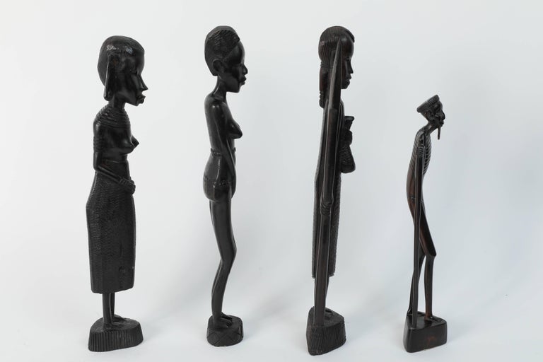 Decorative Hand-Carved African Set of Four Statues from Kenya at 1stDibs