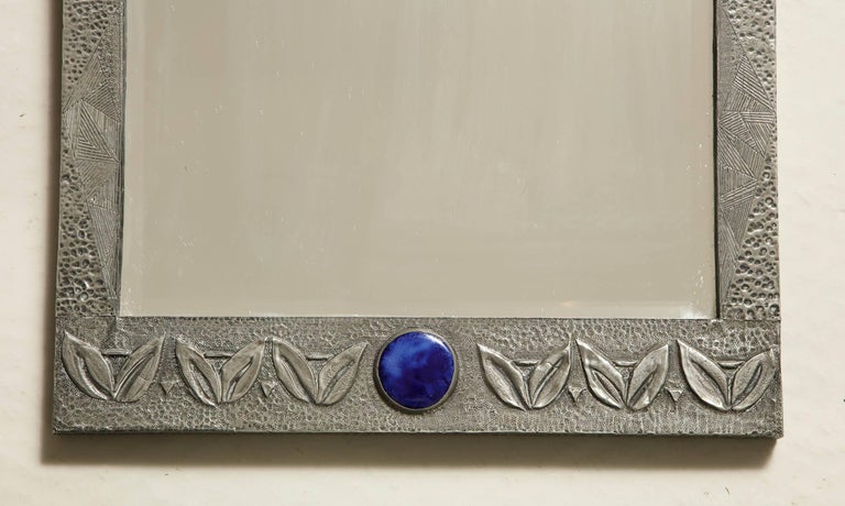 English Arts and Crafts Hammered Pewter Mirror at 1stDibs