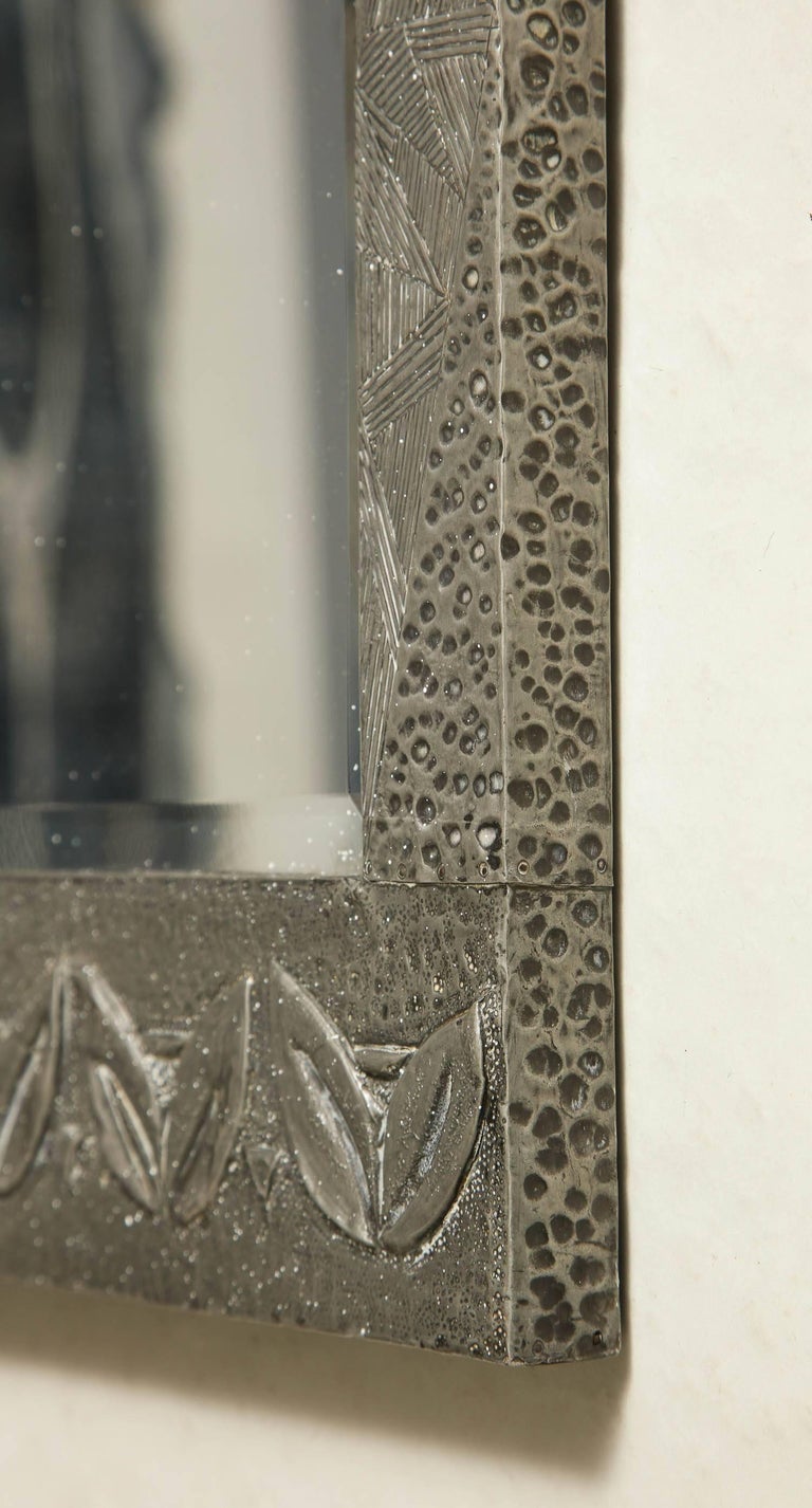 English Arts and Crafts Hammered Pewter Mirror at 1stDibs