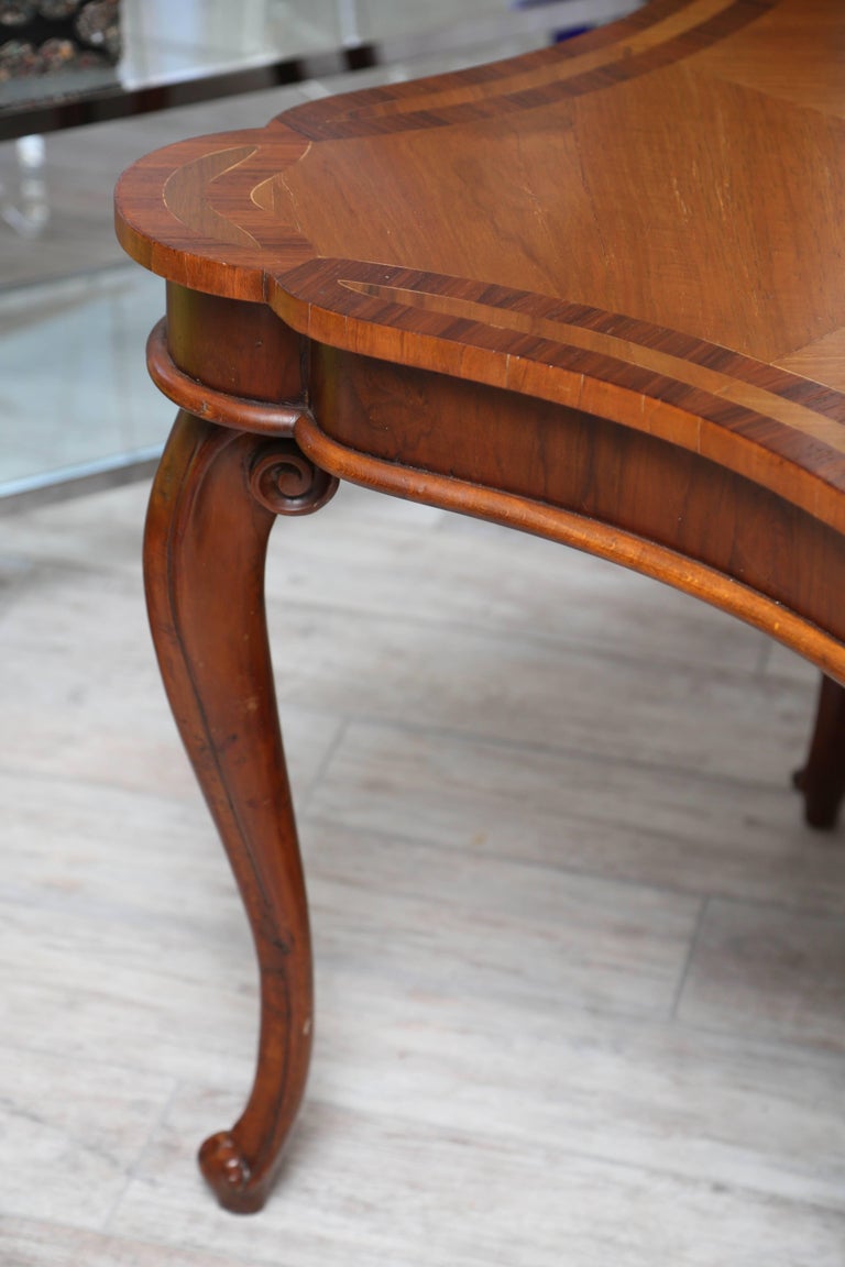 Italian Inlaid Game Table and Four Shell Back Chairs at 1stDibs