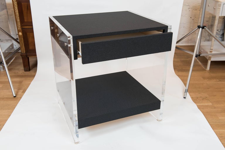 Custom Acrylic and Faux Shagreen Wrapped End Tables For Sale at 1stDibs