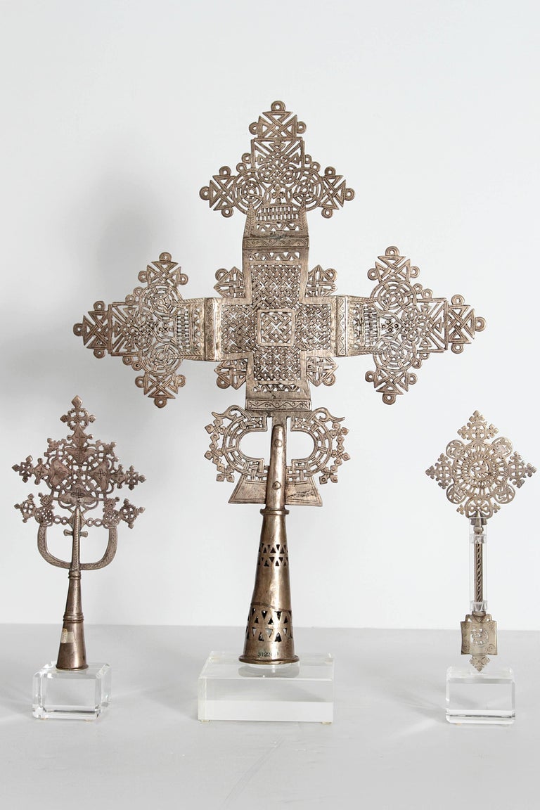 Silver Coptic Processional Crosses from Ethiopia with Custom Lucite ...