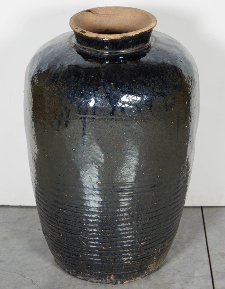 Tall, Beautifully Glazed Antique Ceramic Wine Jar at 1stDibs