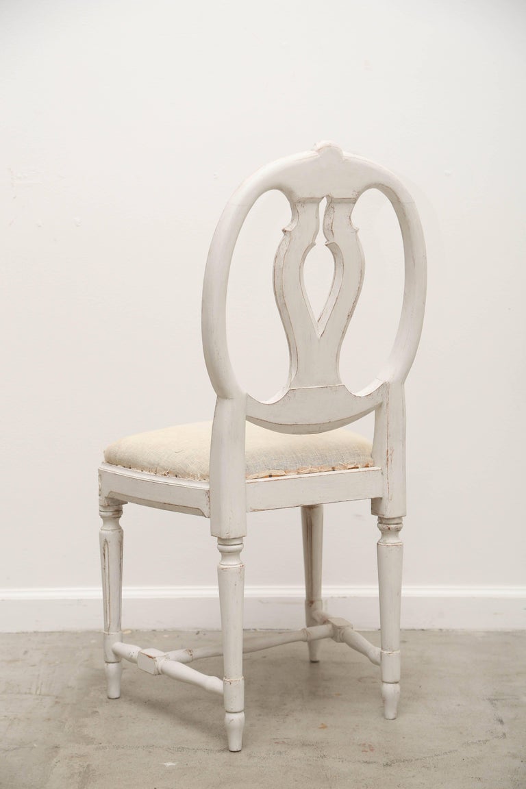 Set of Eight Antique Swedish Gustavian Style Painted Dining Chairs at ...