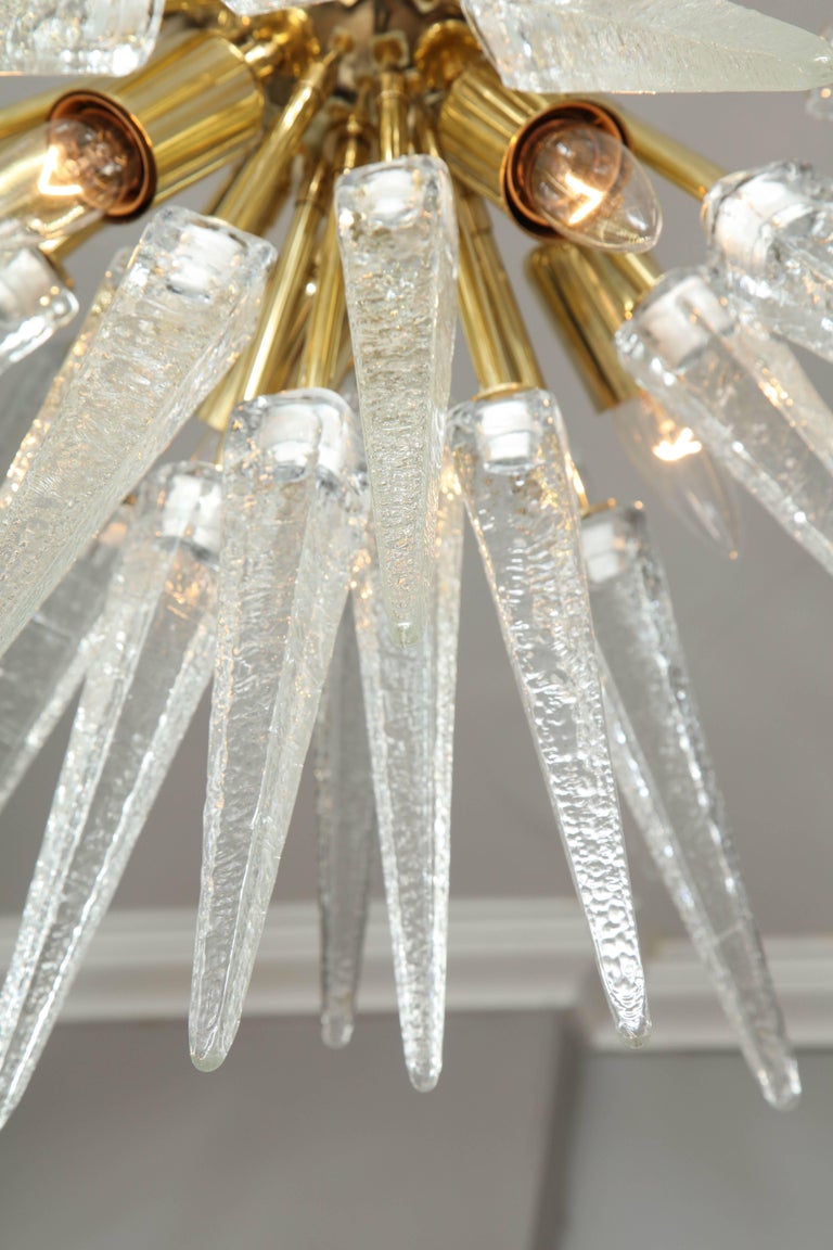Custom Clear Murano Glass Spike Sputnik Flush Mount For Sale at 1stDibs