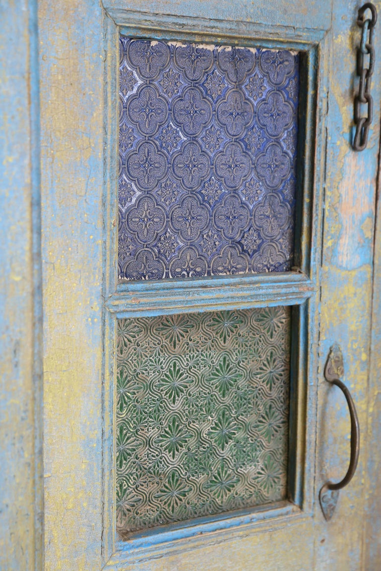 200 Year Old Solid Teak Wood and Sculptured Glass Window from a ...