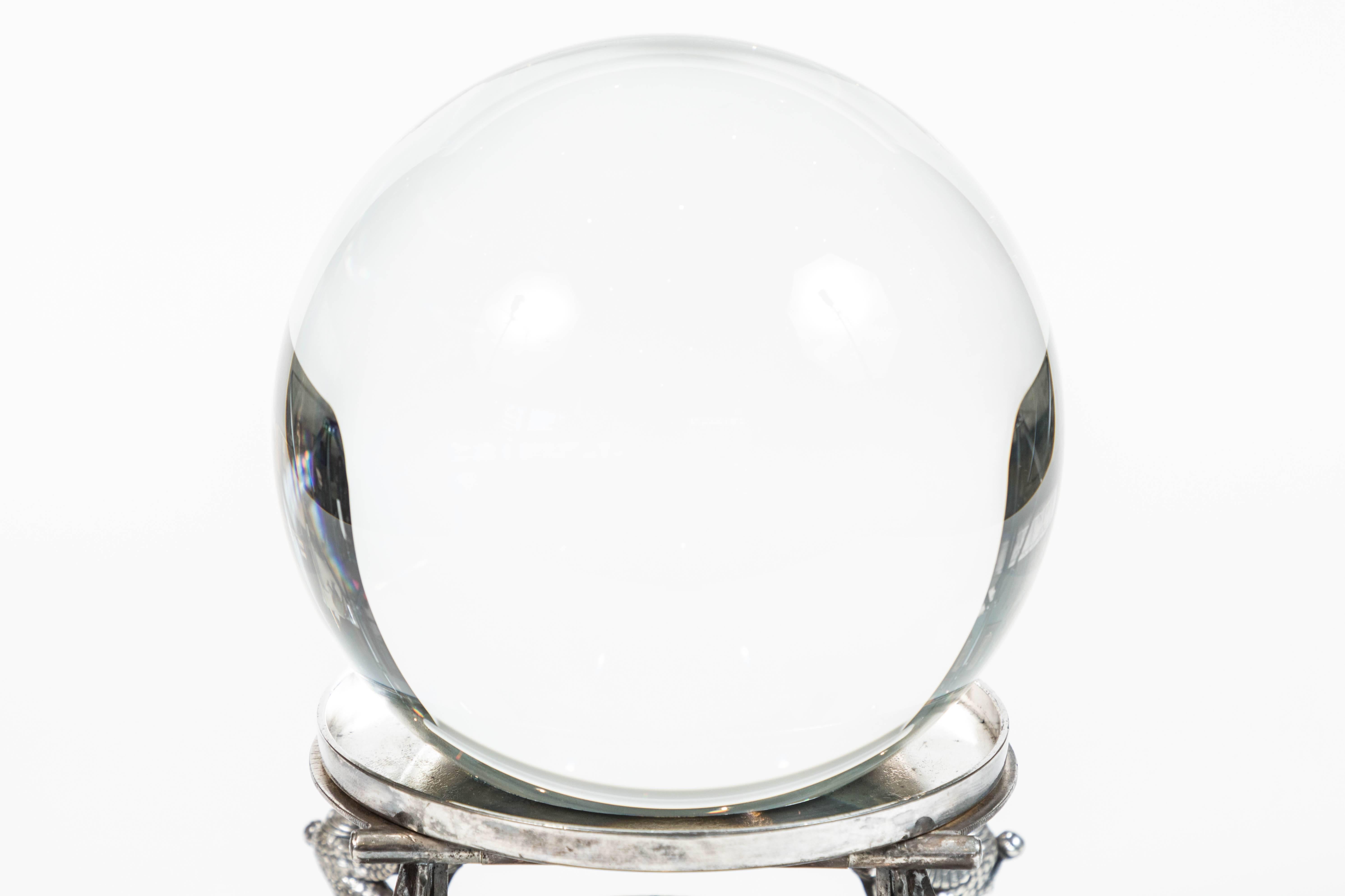 Large Vintage Crystal Ball On Antique Silverplate Base at 1stDibs ...