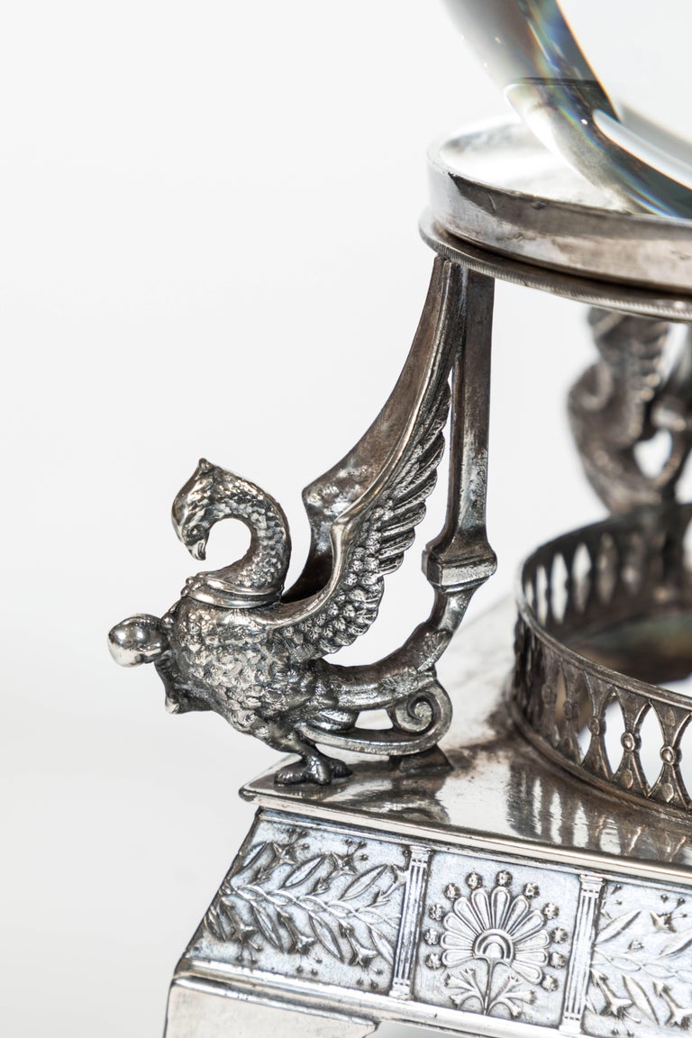 Large Vintage Crystal Ball On Antique Silverplate Base at 1stDibs ...