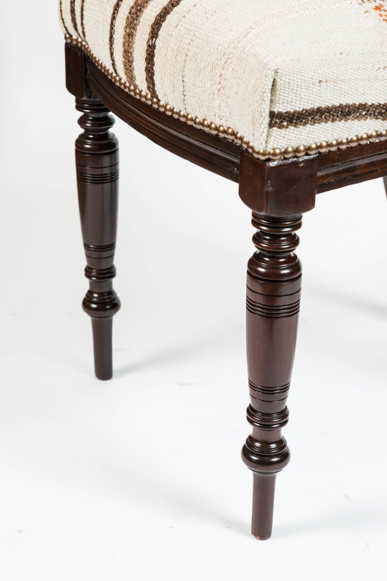 Set of Six Vintage Dining Chairs in Turkish Rug at 1stDibs