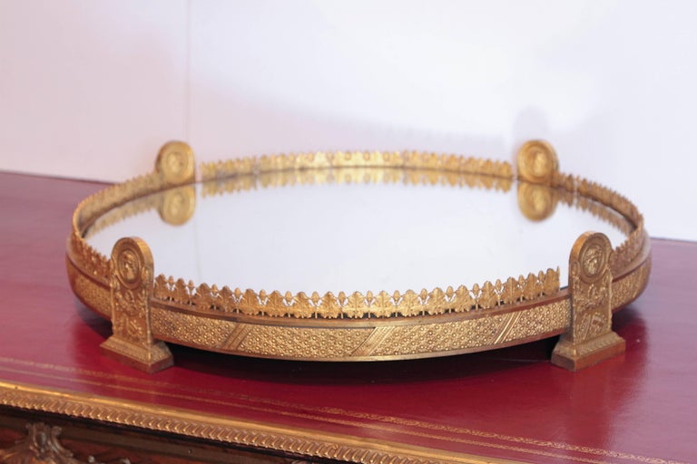 Period Empire Gilt Bronze Rare Mirrored Plateau at 1stDibs