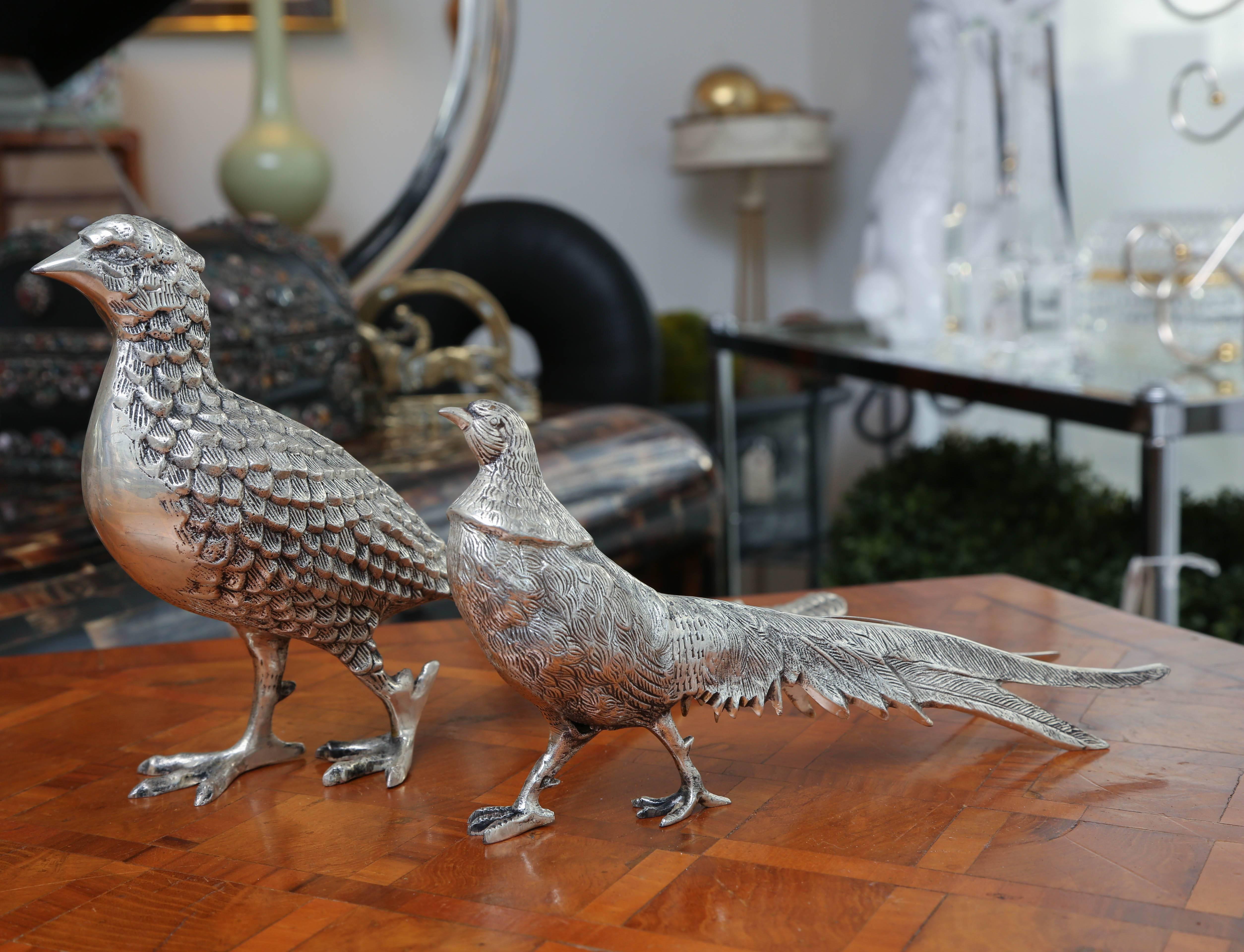 Set of Six Silver Plate Birds at 1stDibs