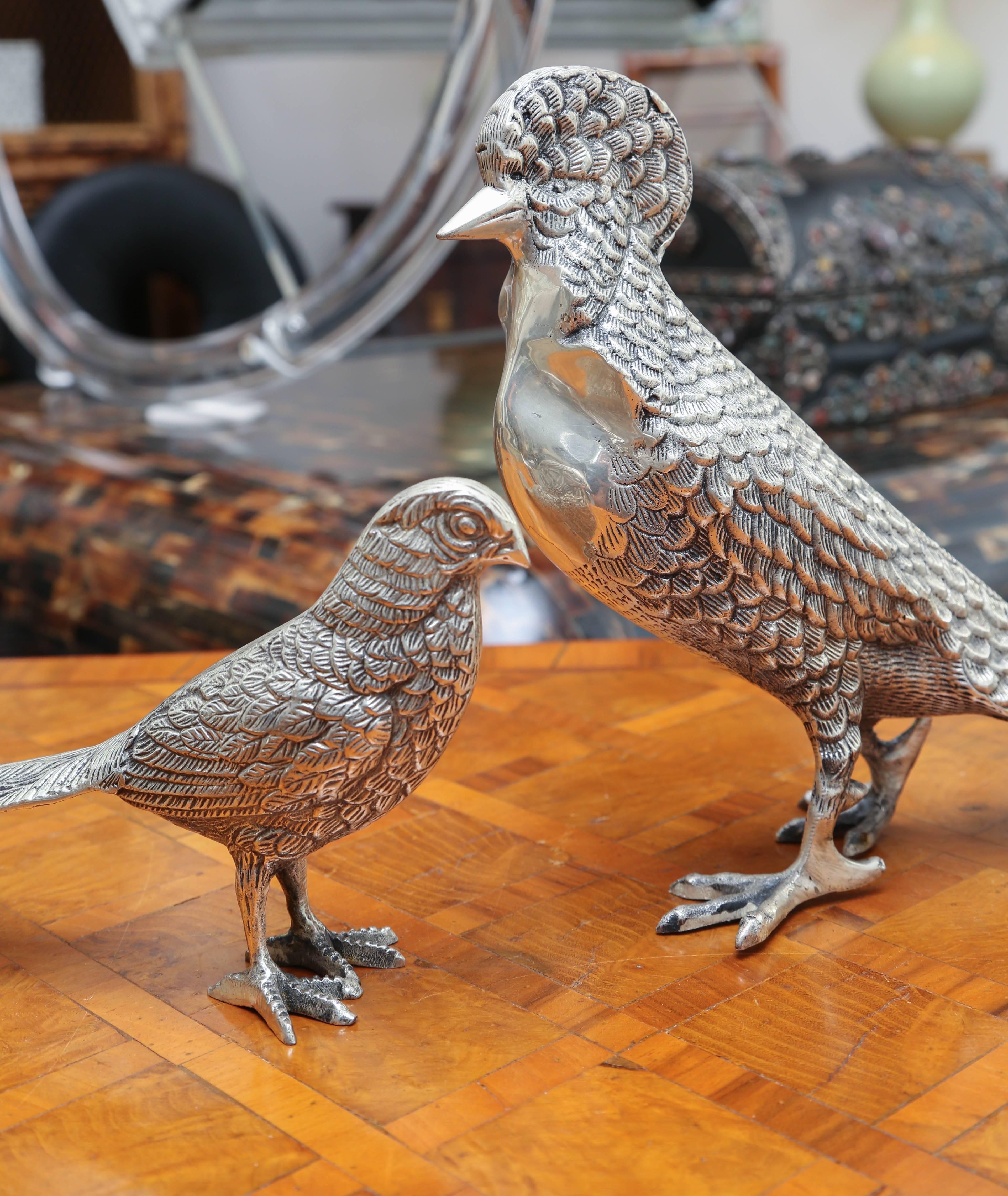 Set of Six Silver Plate Birds at 1stDibs