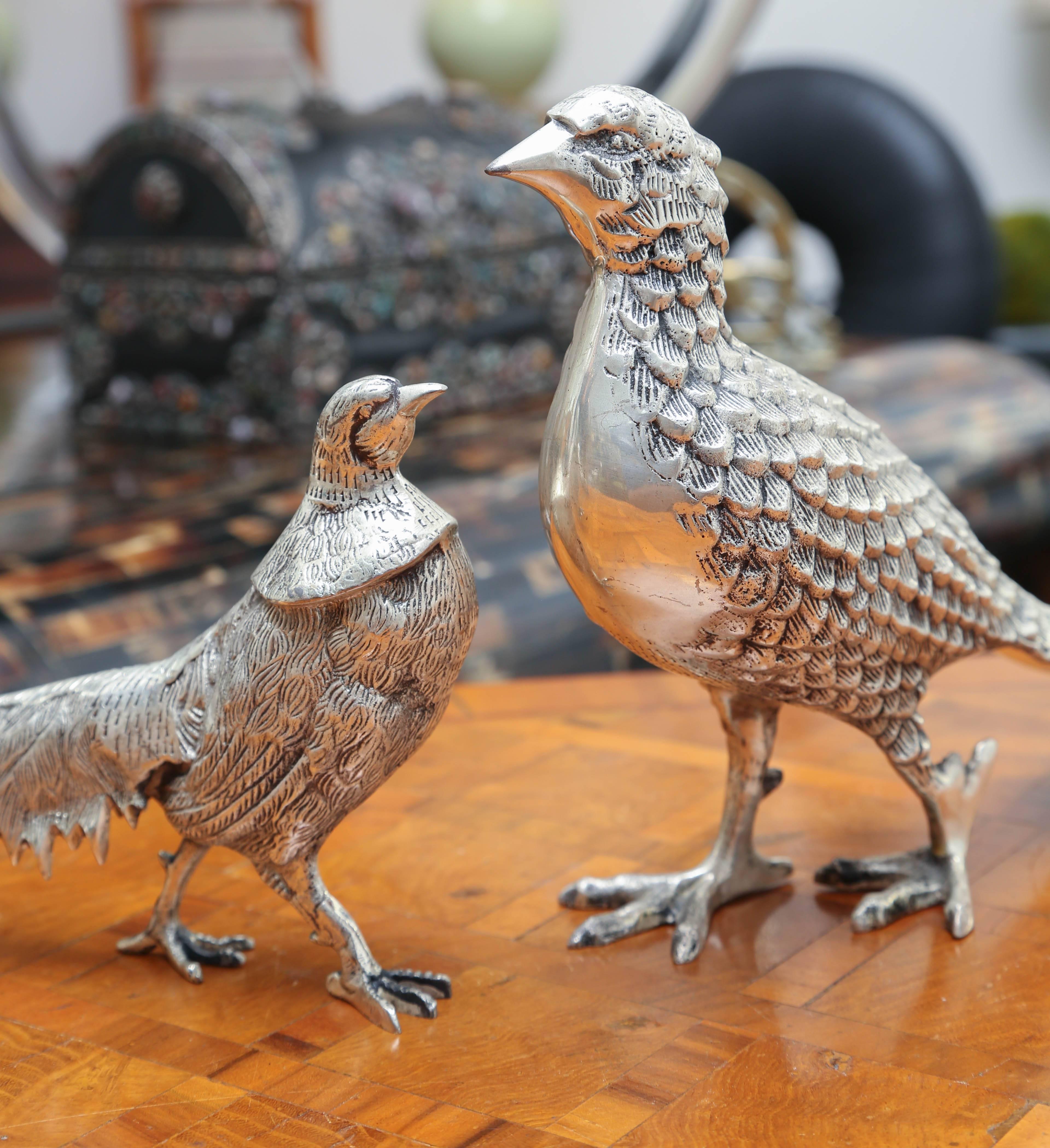 Set of Six Silver Plate Birds at 1stDibs