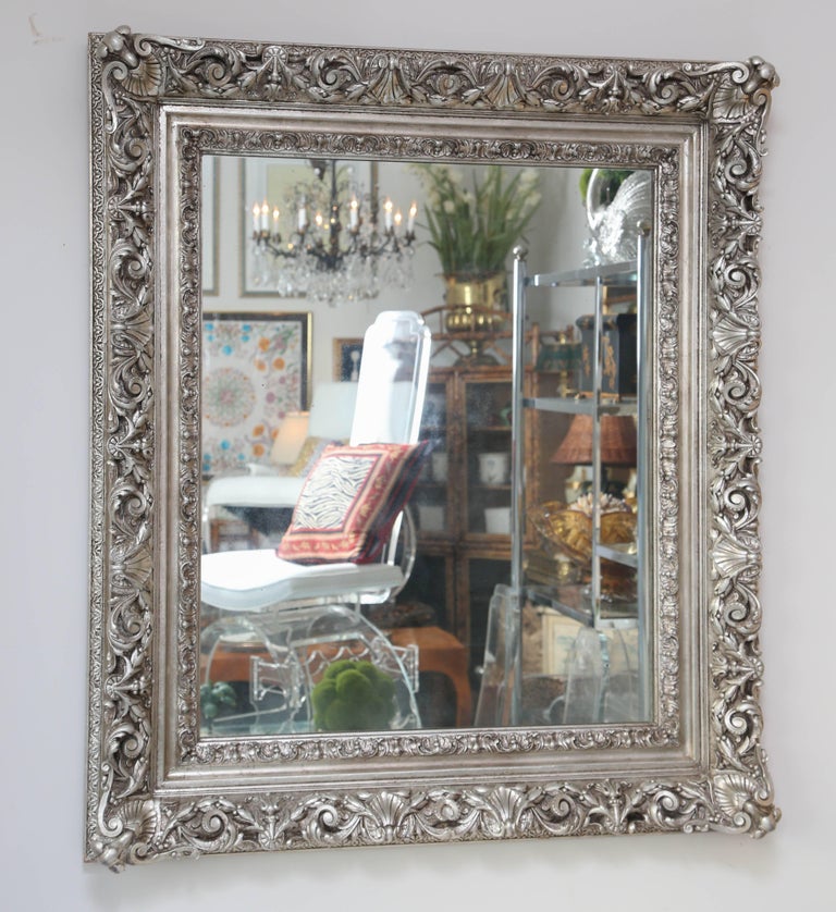 Antique Baroque Silver Gilt Carved and Gessoed Mirror at 1stDibs