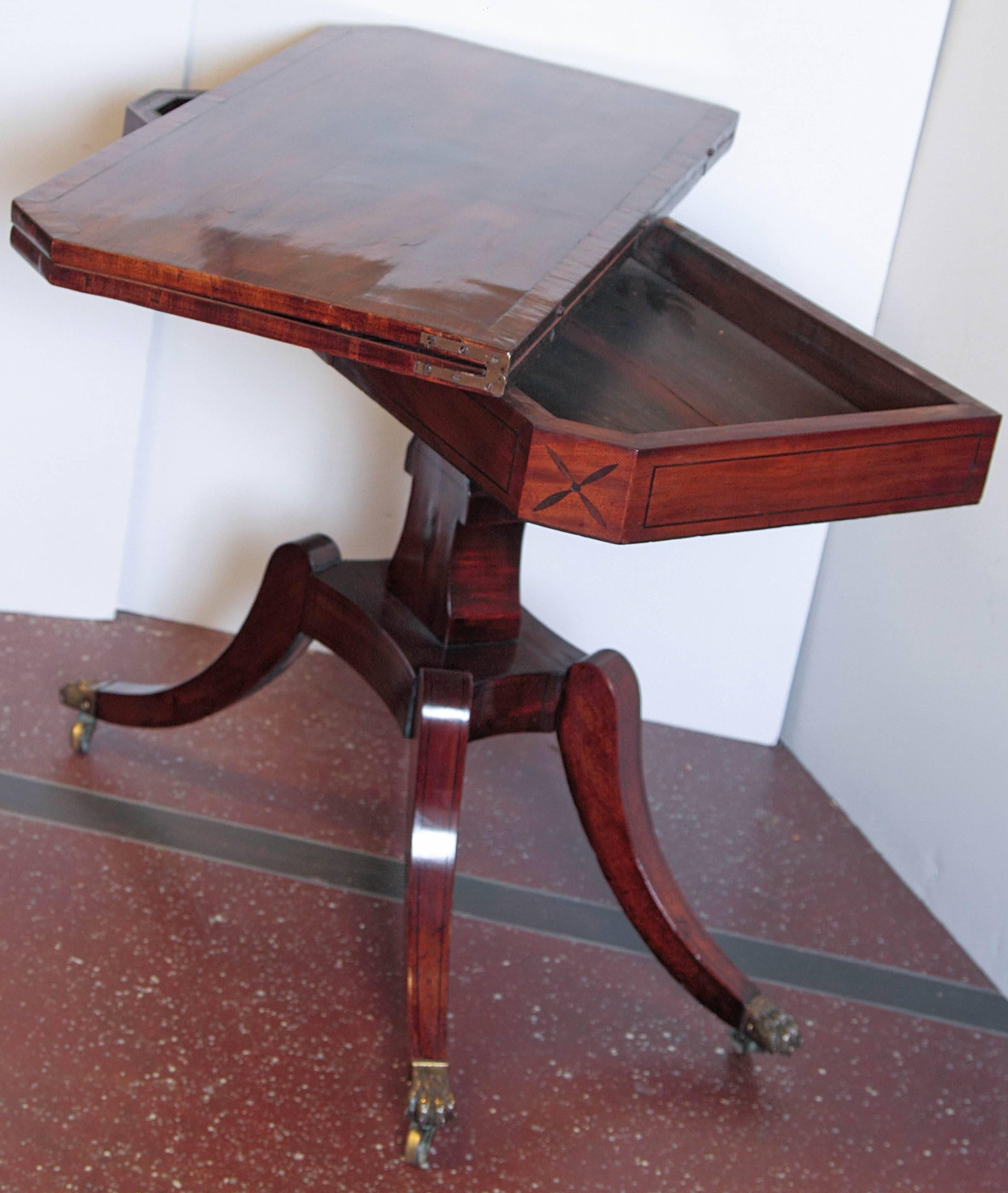 Period English Regency Mahogany Flip-Top Games Table For Sale at 1stDibs