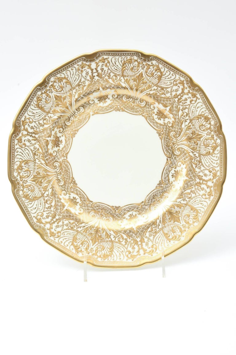 12 Elegant and Elaborate Heavy Gilt Encrusted Dinner or Presentation ...