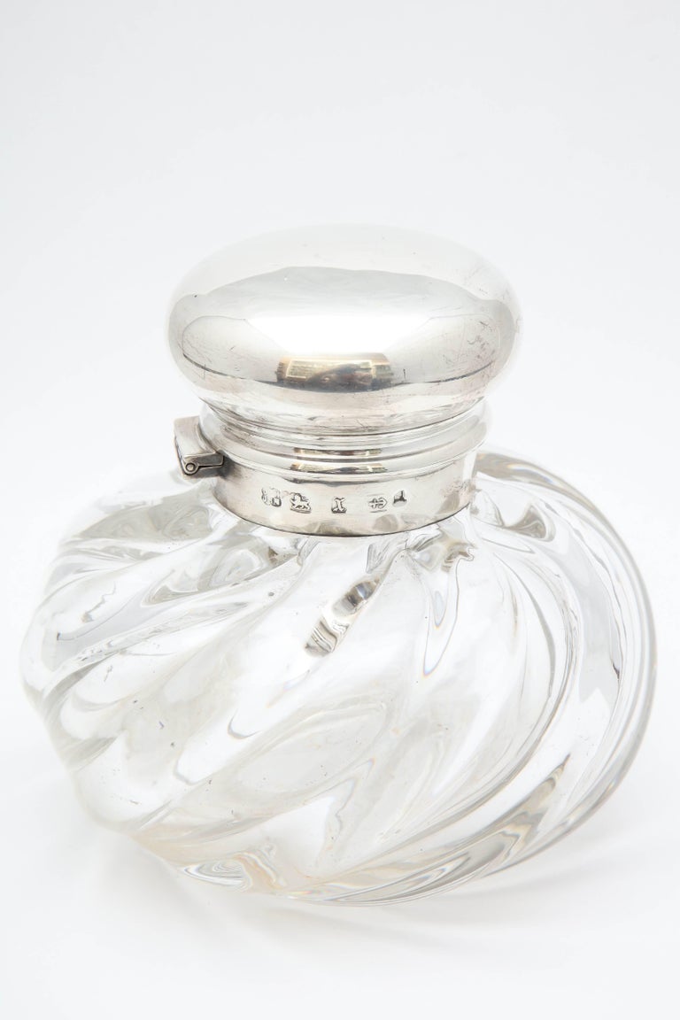 Large Victorian Sterling Silver Mounted Inkwell at 1stDibs