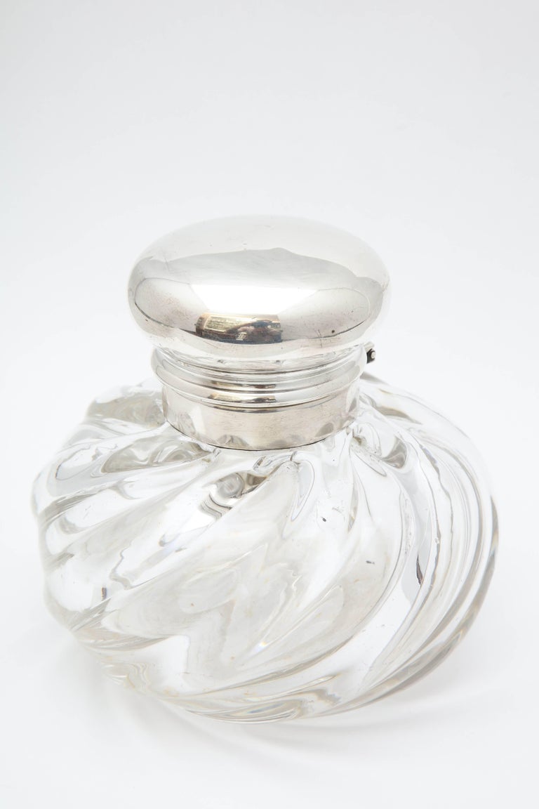 Large Victorian Sterling Silver Mounted Inkwell at 1stDibs