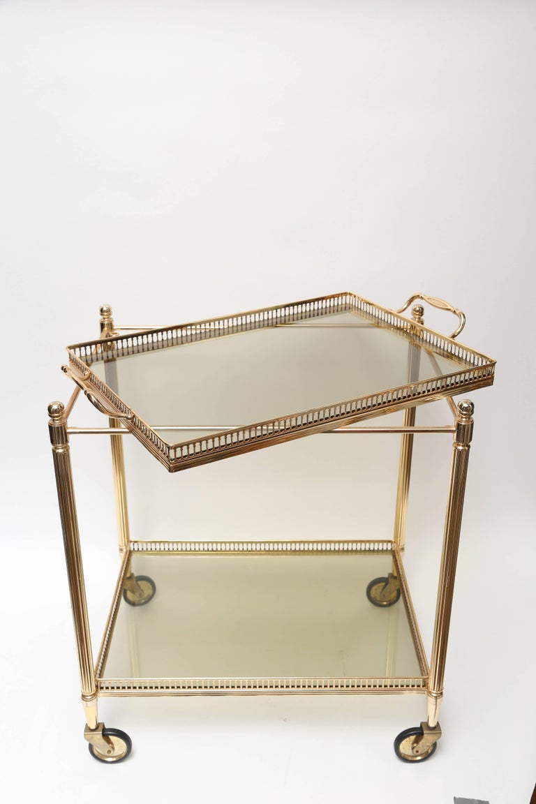 Superb Vintage Brass stone Two-Tier Cocktail Trolley at 1stDibs