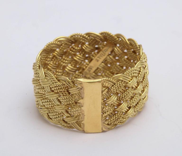 Handwoven Italian Gold Band Ring For Sale at 1stDibs
