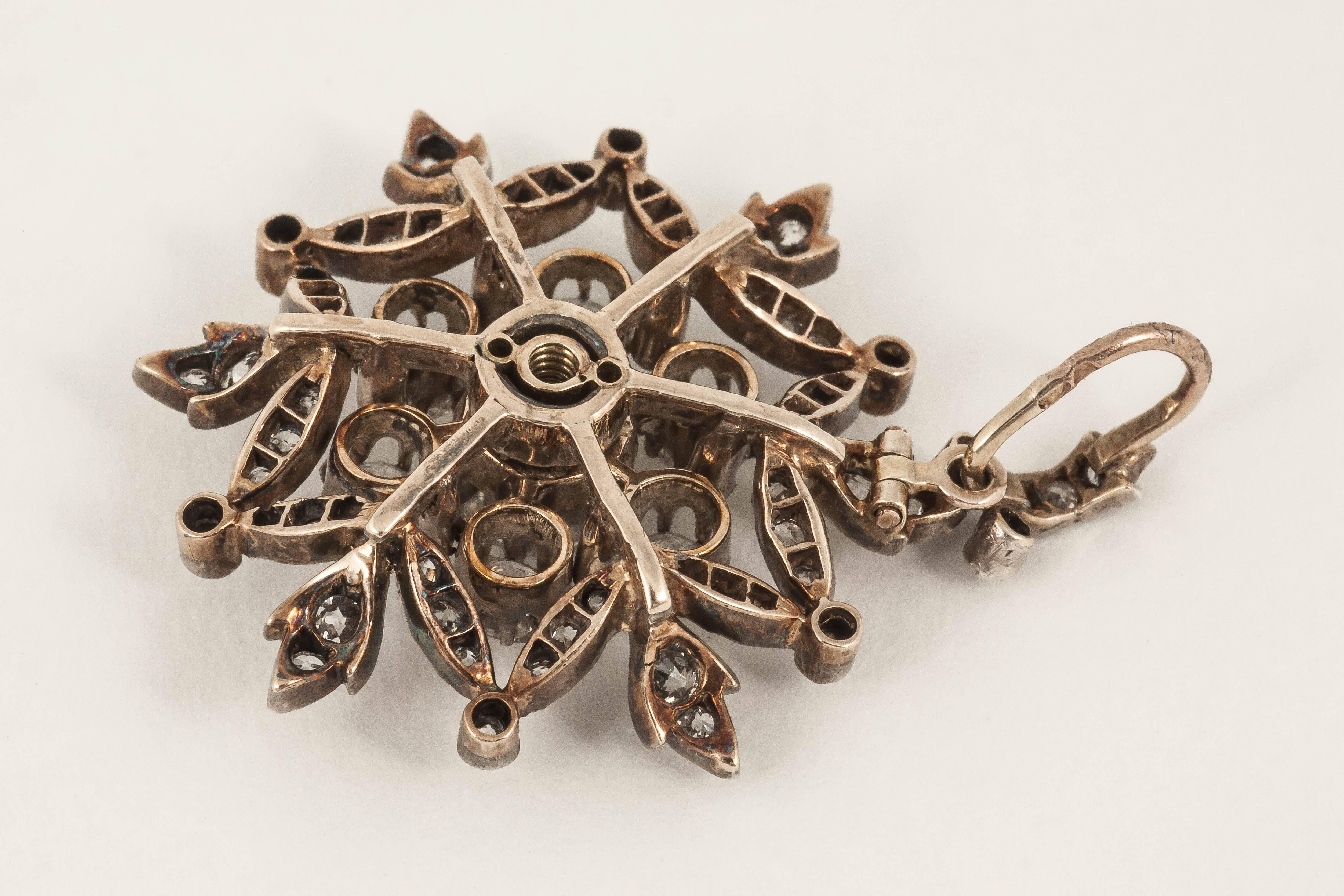 19th century diamond snowflake brooch pendant at 1stDibs
