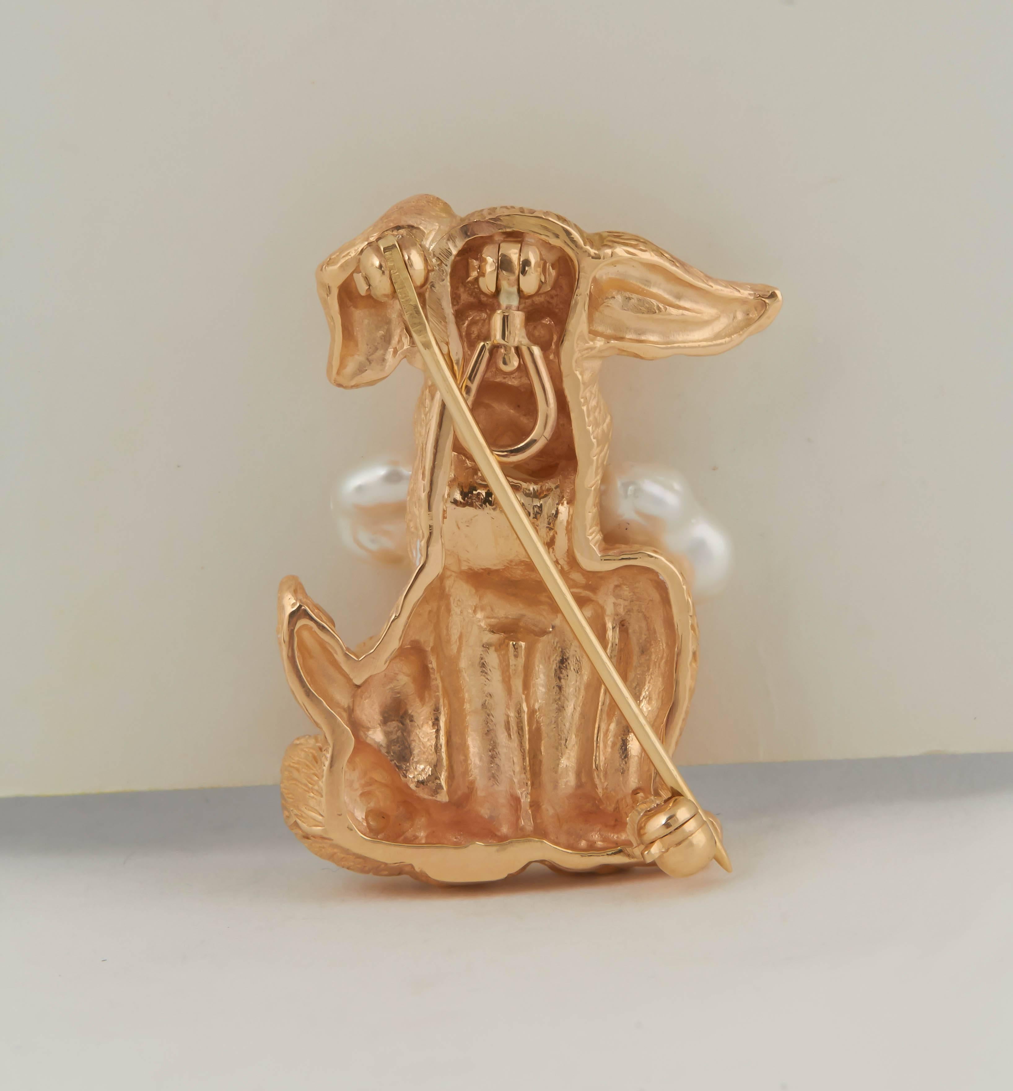 Charming Gold Dog and Bone Pin Pendant For Sale at 1stDibs | dog bone pin