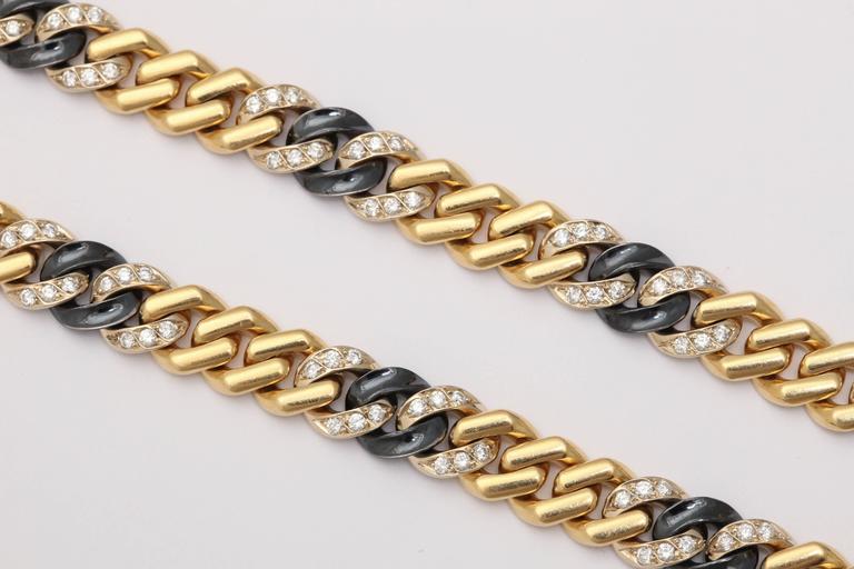 Bulgari Diamond Gold and Gun Metal Chain at 1stDibs