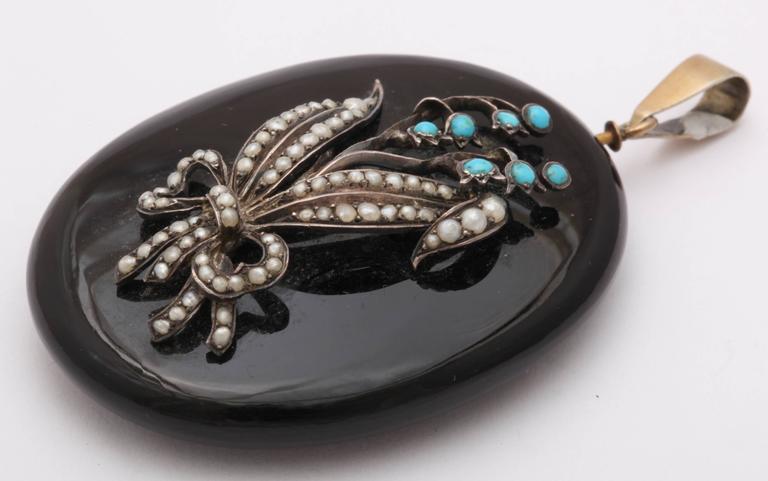 Victorian Turquoise, Natural Pearl, and Enamel Lily of the Valley ...