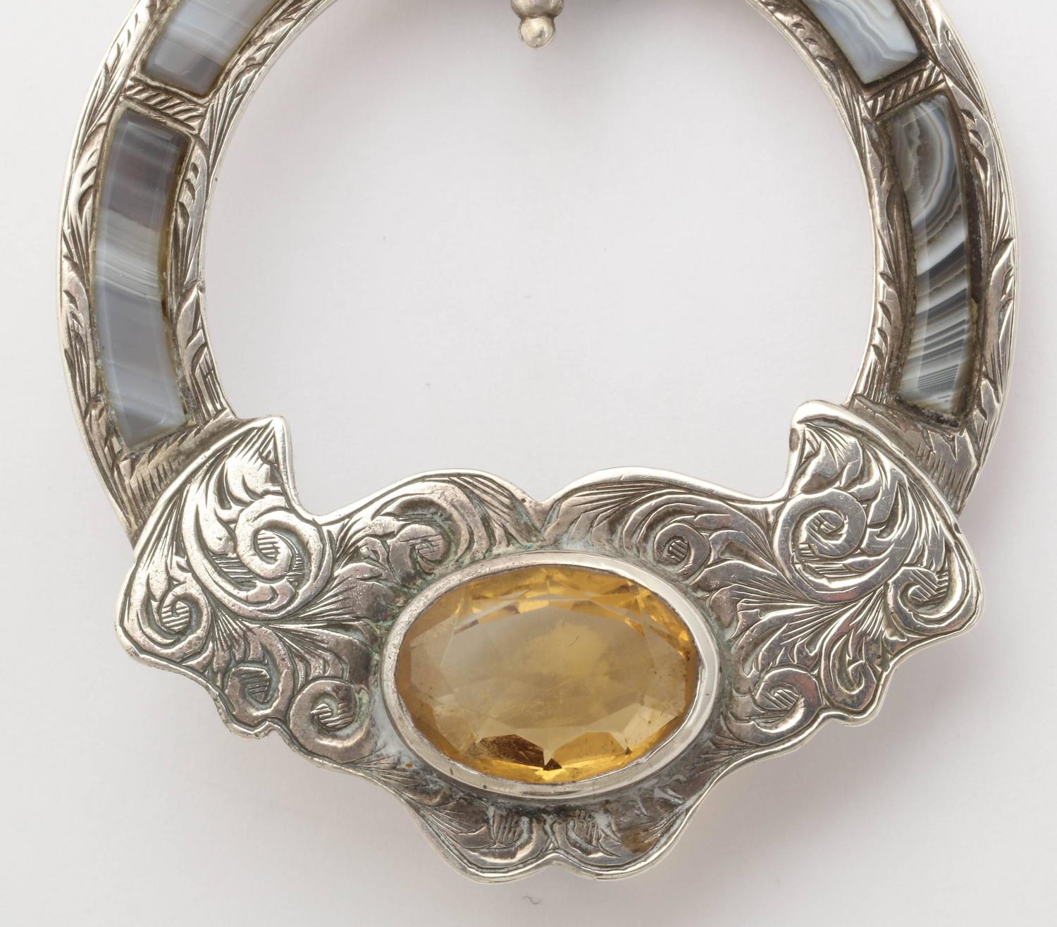 Antique Scottish Cora Brooch of Montrose Agate and Cairngorm at 1stdibs