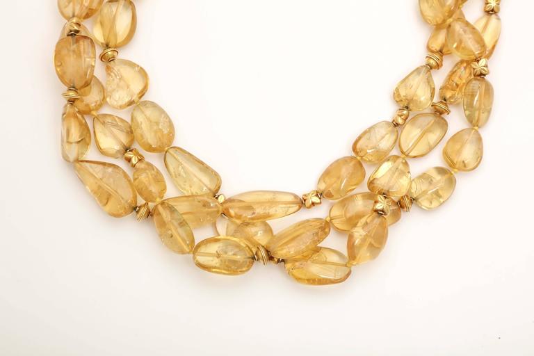 Pat Saling Triple Strand Citrine Gold Bead Necklace For Sale at 1stDibs ...