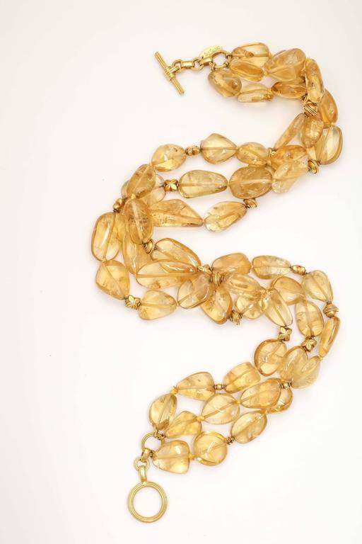 Pat Saling Triple Strand Citrine Gold Bead Necklace For Sale at 1stDibs ...