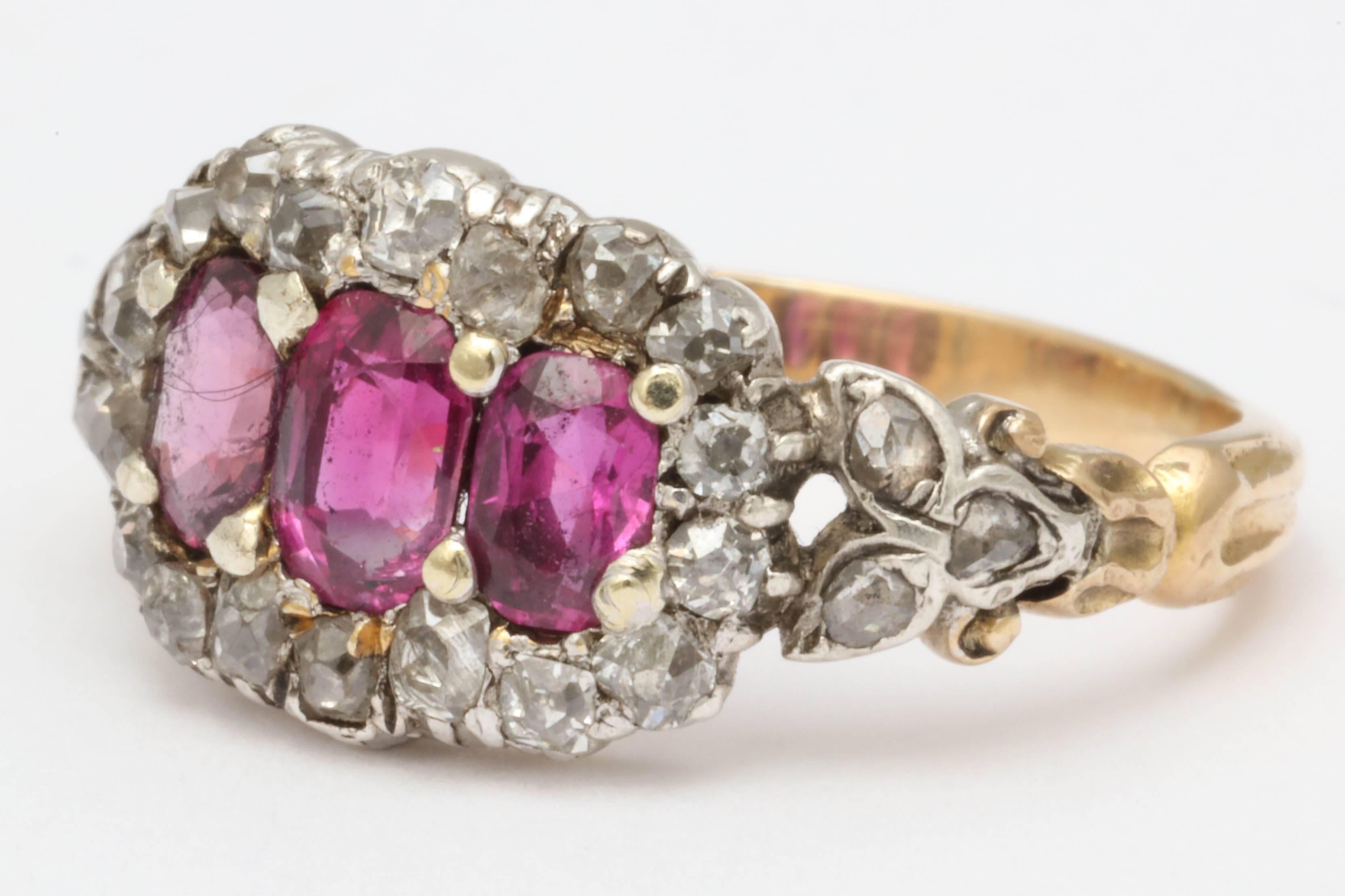 Stunning Ruby, Diamond Victorian Ring at 1stDibs