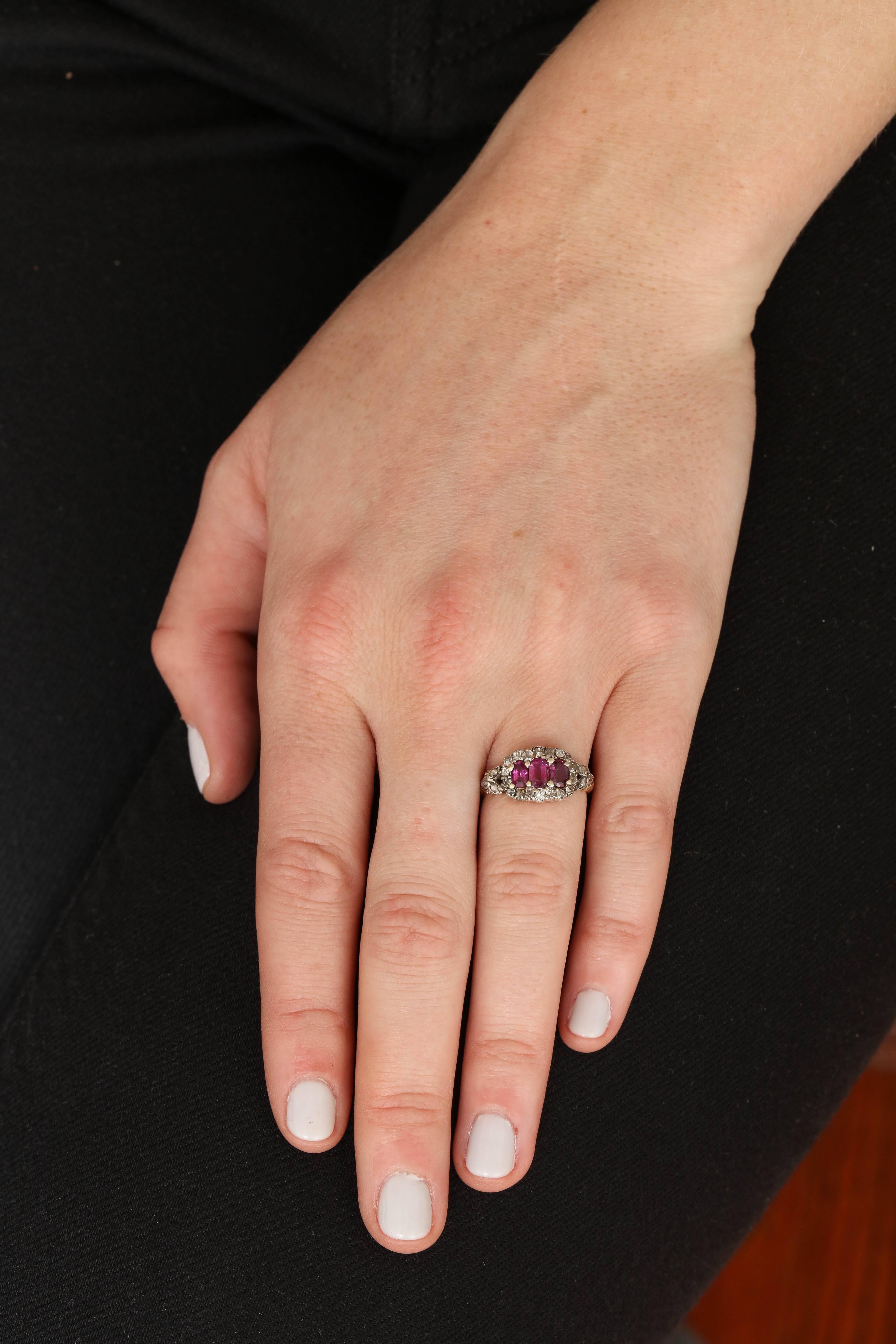 Stunning Ruby, Diamond Victorian Ring at 1stDibs