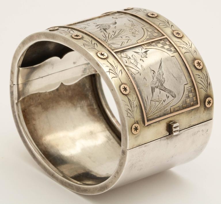 Japanese Silver Two Color Gold Aesthetic Bangle Bracelet at 1stDibs ...