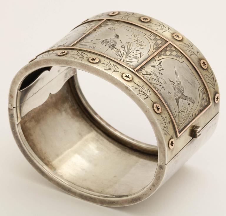 Japanese Silver Two Color Gold Aesthetic Bangle Bracelet at 1stDibs ...