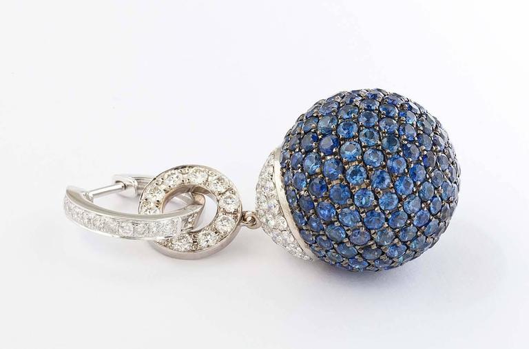 Diamond and Sapphire Orb Earrings For Sale at 1stDibs