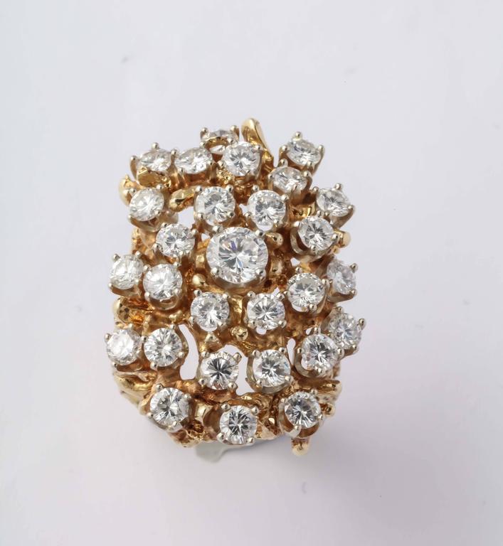 Free-Form Multi Diamond Gold Ring at 1stDibs