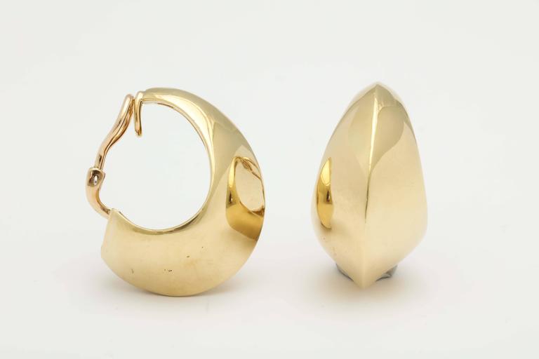 1950s Cartier High Polish Gold Half Hoop Knife Edged Design Ear-Clips ...